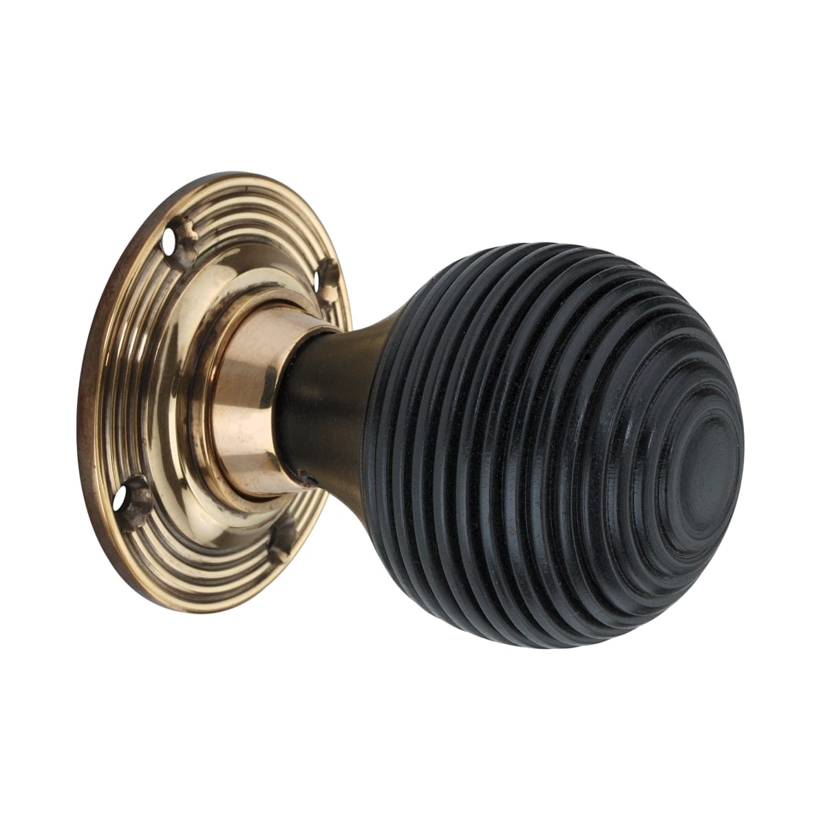 SB2131AB Ebonised Beehive Mortice/Rim Door Knob Aged Brass - M Brock ...