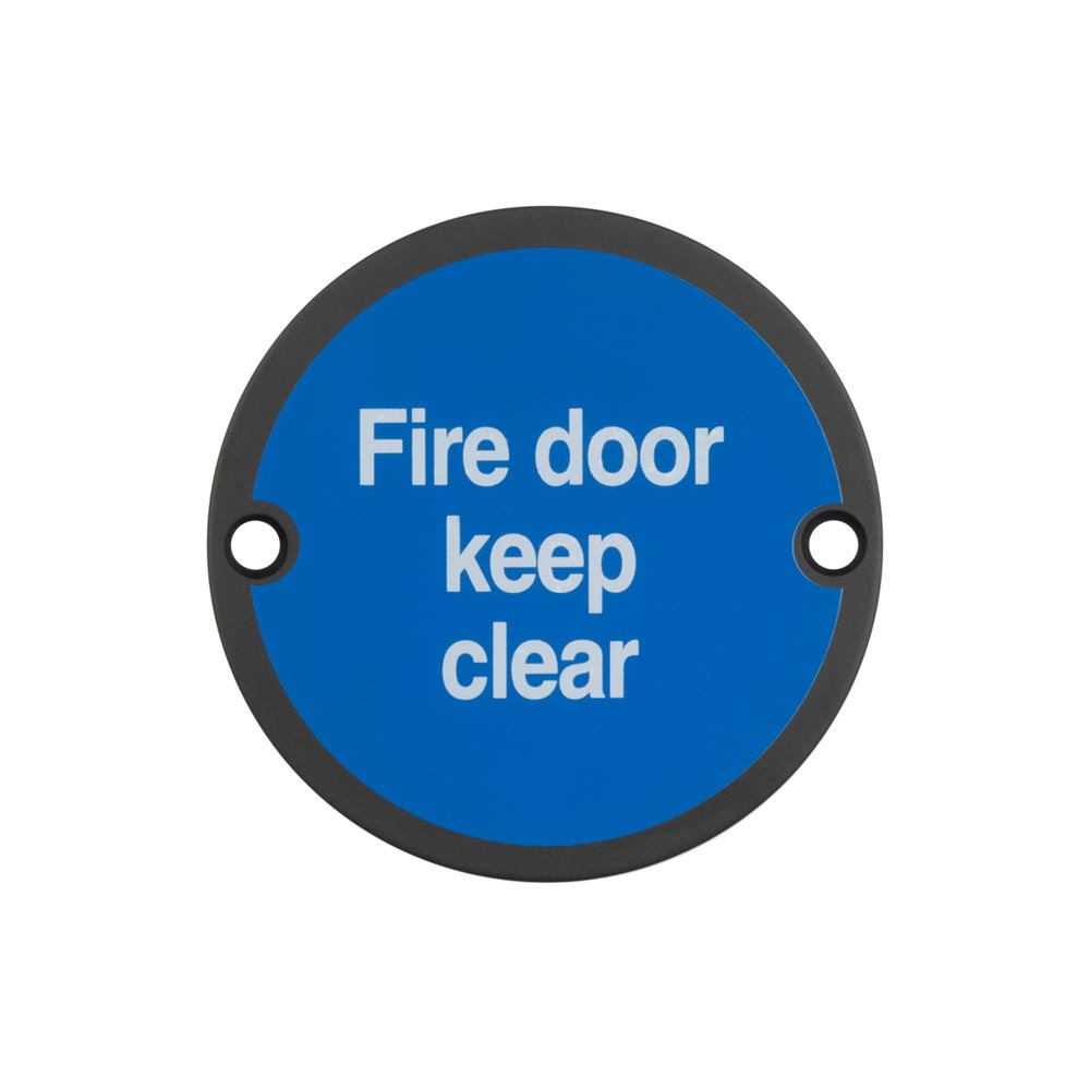 Stainless Steel Fire Door Keep Clear 75mm Black | Frelan Hardware